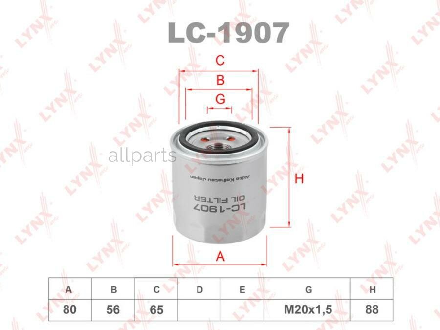 LYNXAUTO LC1907 Фильтр масляный