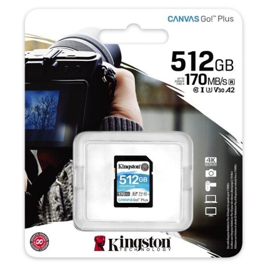 512Gb Kingston Canvas Go Plus SDXC UHS-I U3 V30 (170/90 Mb/s)