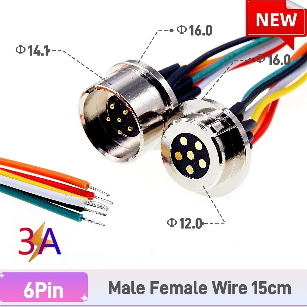 6-Pin Магнитный разъем 12.0mm Wire