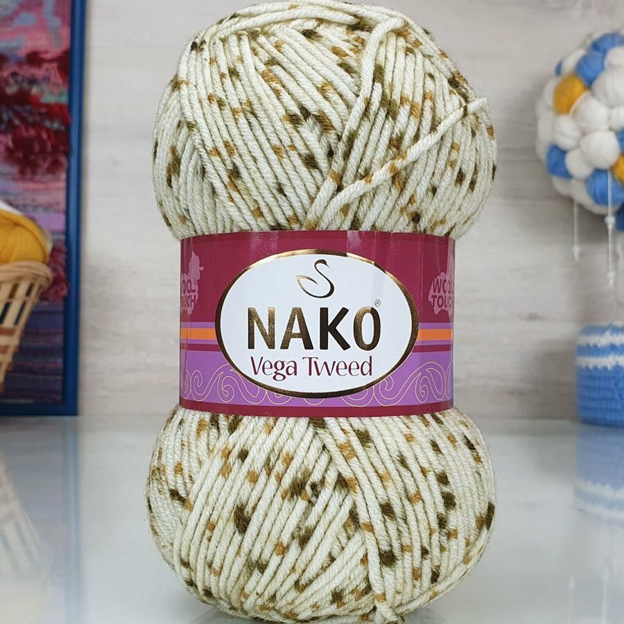 Пряжа Nako VEGA TWEED 35017 молочный (5 мотков)