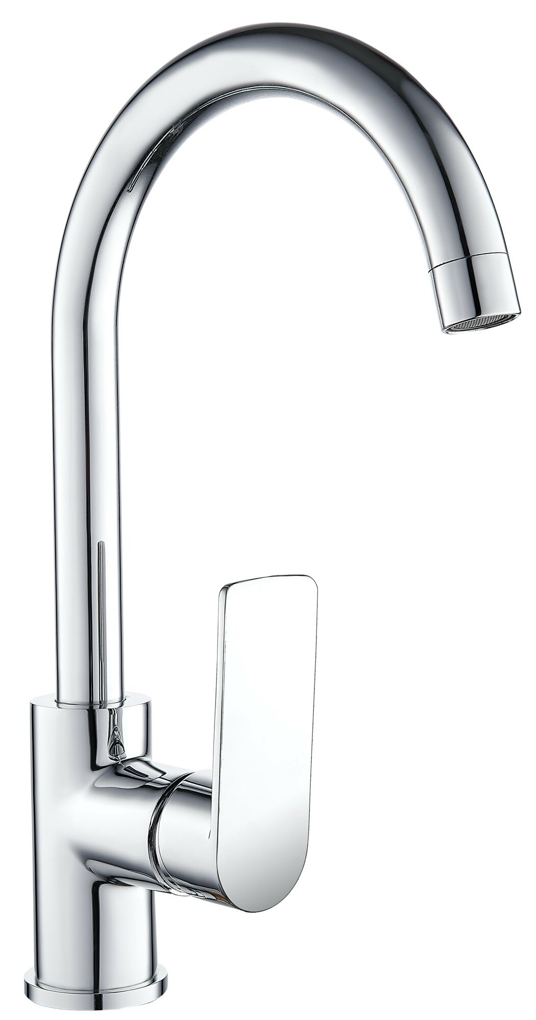 Смеситель VODA "Fairway" для кухни, R-образный излив, латунь, хром