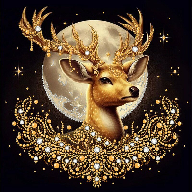 Канва с рисунком #К3677 Олень, Вышивка бисером, 26 х 26 см (Бисер в комплект не входит.)