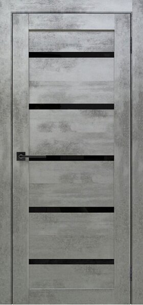 Межкомнатная Дверь Verda Х-3 Бетон Светлый со Стеклом Лакобель Чёрный 2000х700мм (Полотно 1шт) / Верда.