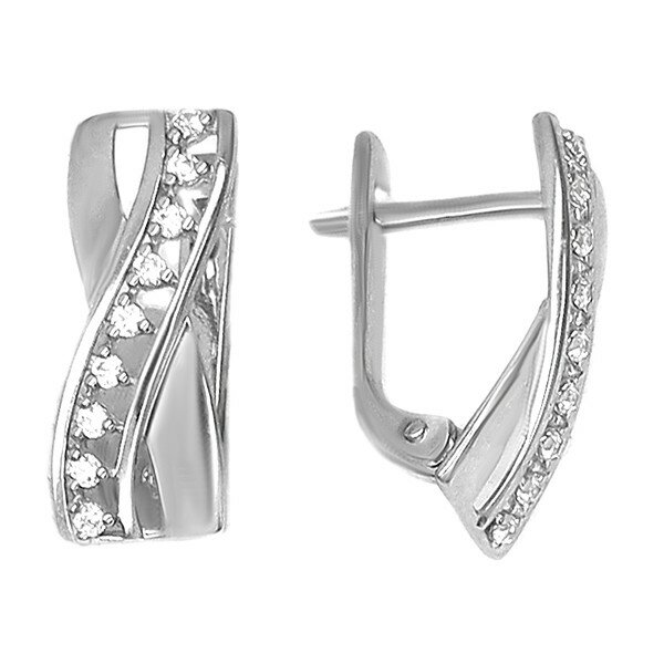 Серьги, серебро, 925 проба, родирование, фианит