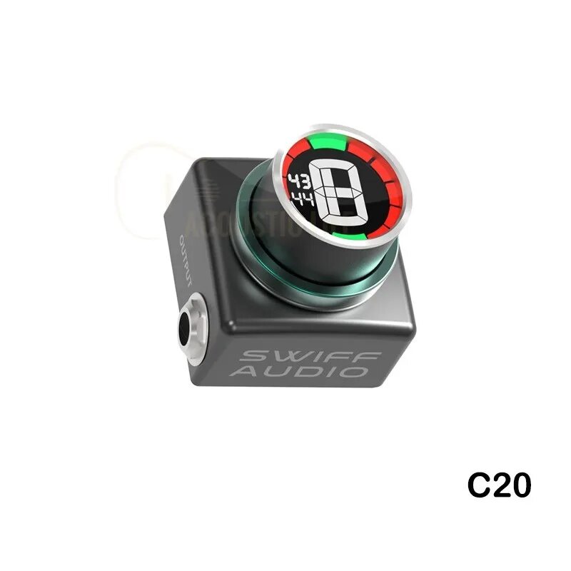 AUDIO C20 мини-педальный тюнер для хроматической гитары, бас-тюнинг, HD светодиодный дисплей, регулируемый диапазон A4, 430-449 Гц