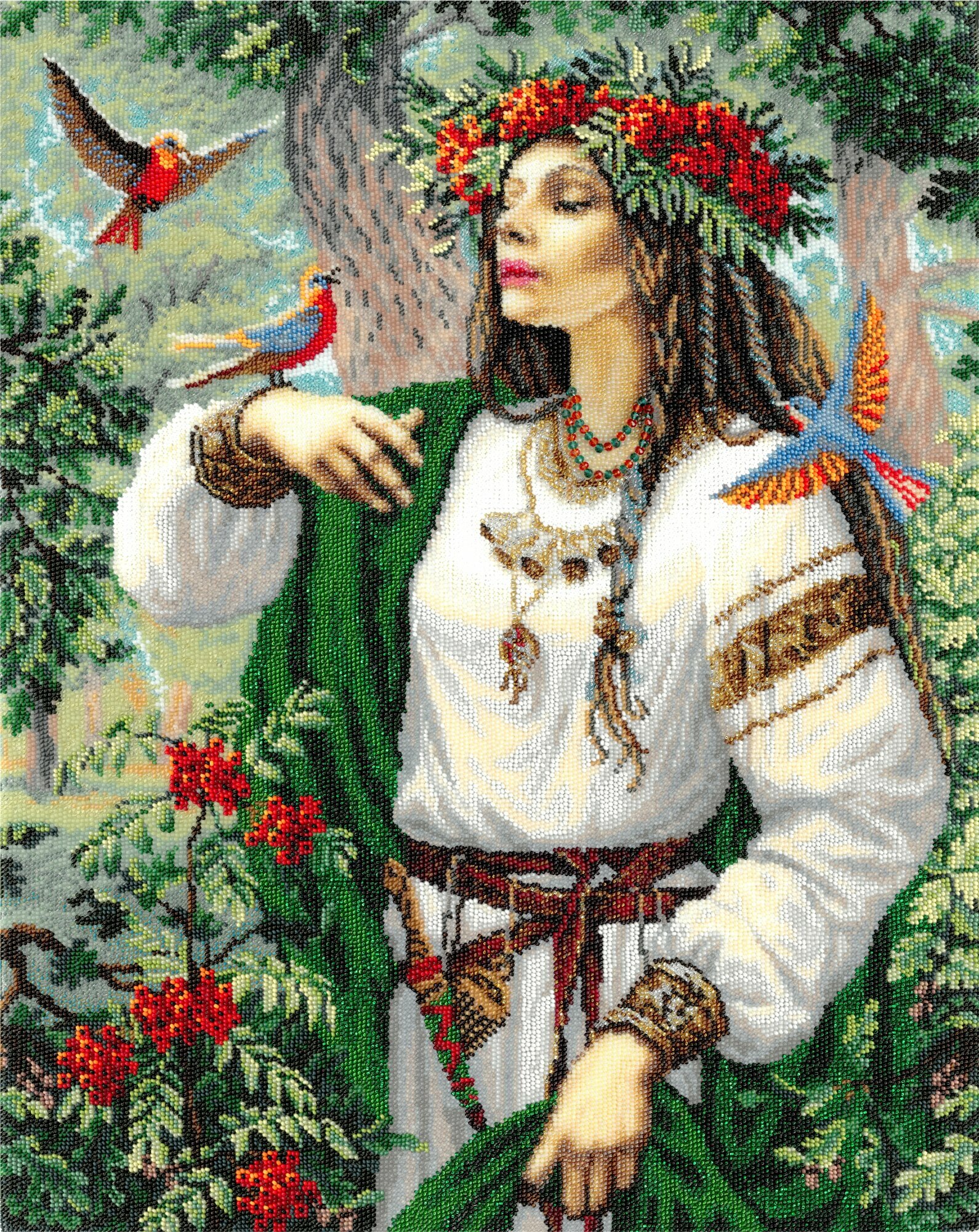 Набор для вышивки бисером "Царевна-Дубравна" Золотые Ручки, 40x51 см, 76 цветов