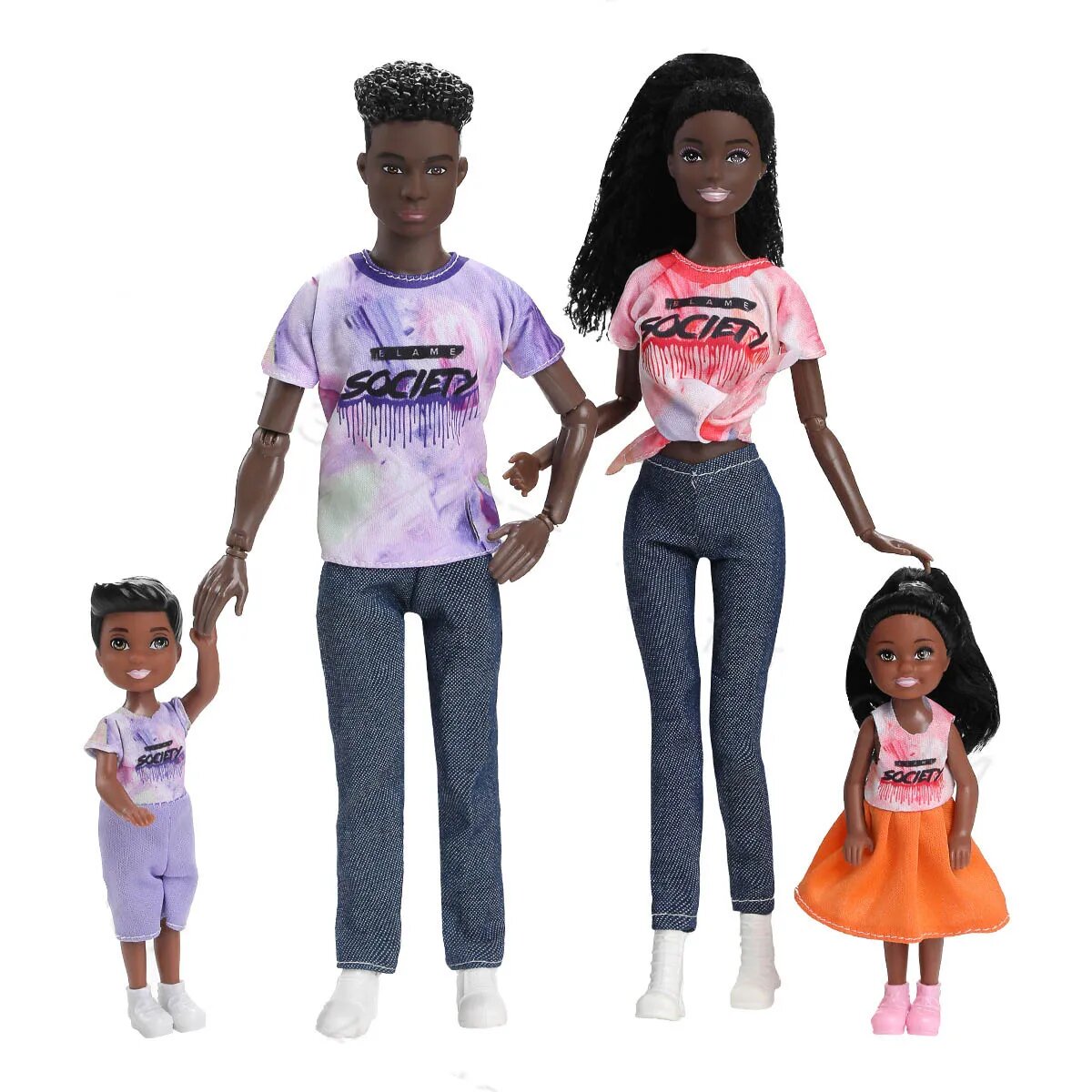 Черные африканские куклы Family из 4 комплектов BJD 30 см A