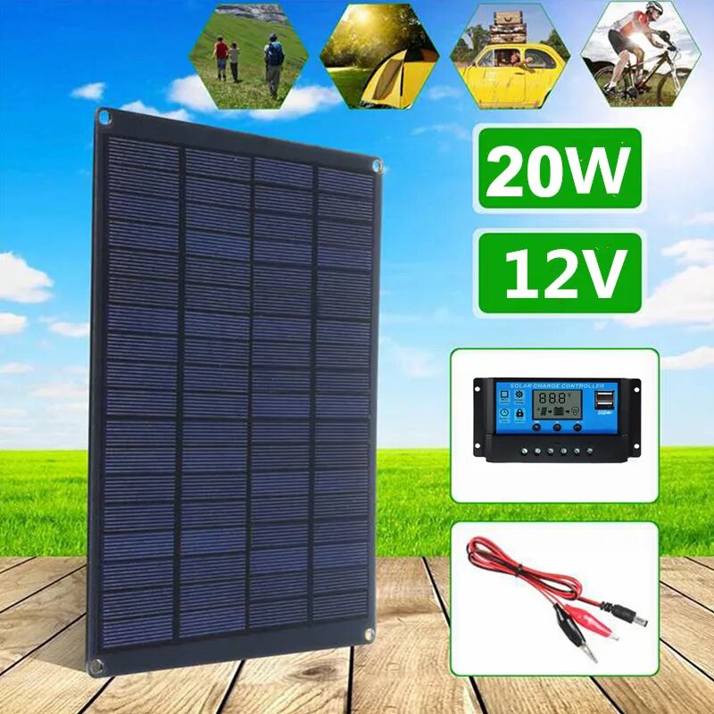 Монокристаллическая солнечная панель 20 Вт Solar Panel Without Controller