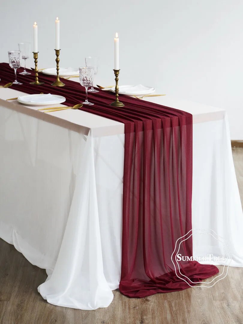 Дорожка для стола SUMMERTREE прозрачная полиэстер 34x1,8 м Бордовый, 1.8m x 34cm, Burgundy