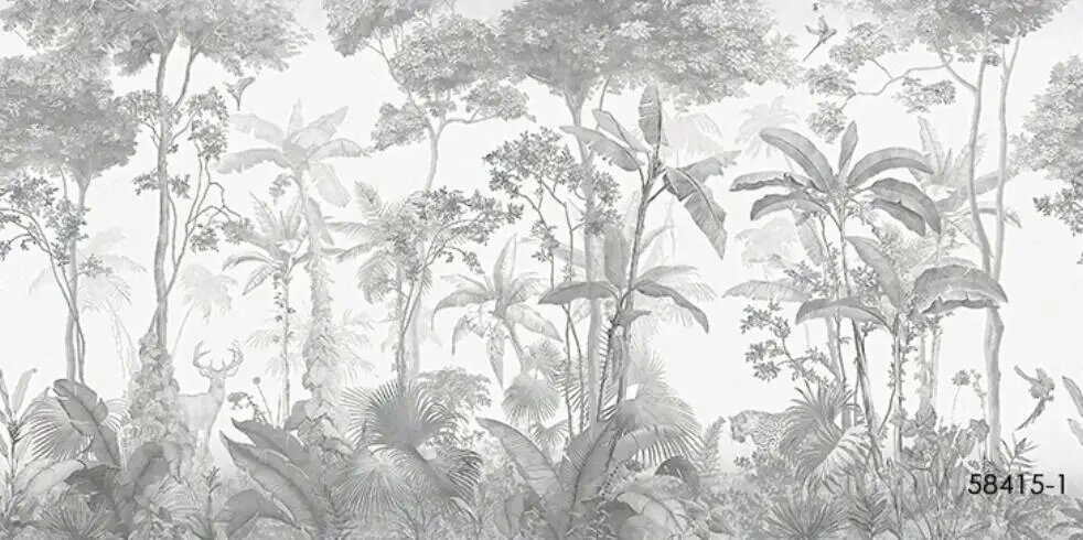 Шелковые обои Beibehang черно-белые лесные линии для столовой 1199929443, Silk