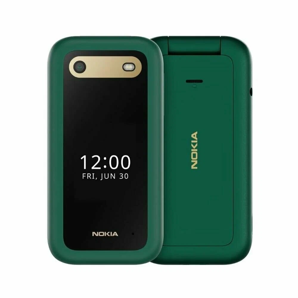 Кнопочный телефон Nokia 2660, 2 SIM, раскладушка, сочно-зеленый (TA-1469)