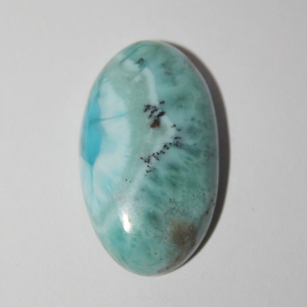 Кабошон Ларимар, ювелирная вставка, 26х15х5 мм, Доминикана "True Stones"