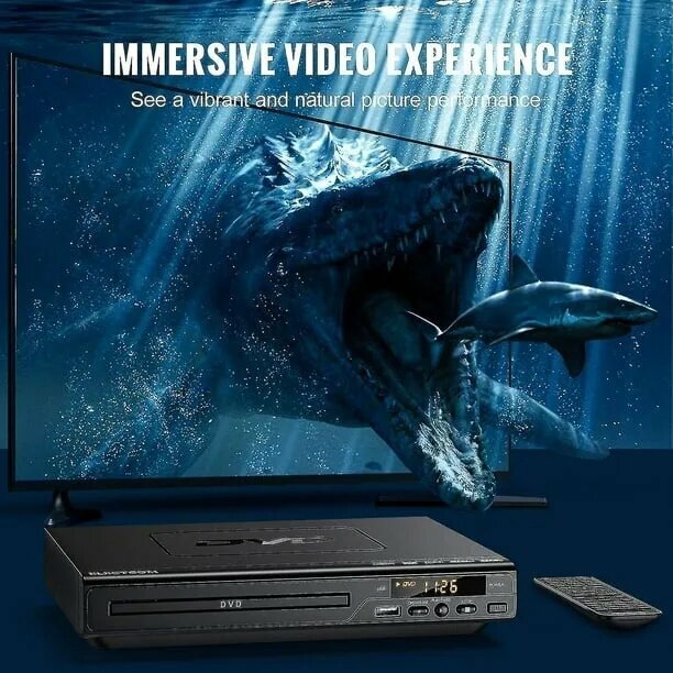 Плееры DVD для телевизора, Blu-ray плеер с пультом дистанционного управления, кабель HDMI (включает салфетку для очистки) Wigslar, разрешение 1080p, без региональных ограничений, USB интерфейс