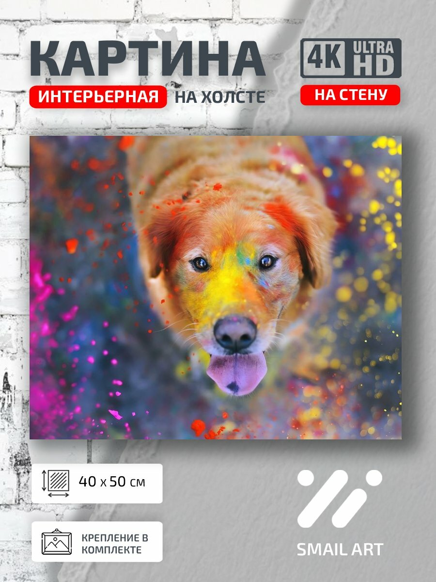 Картина на холсте интерьерная 40 на 50 на стену Собака Landscape для кабинета пейзаж декор