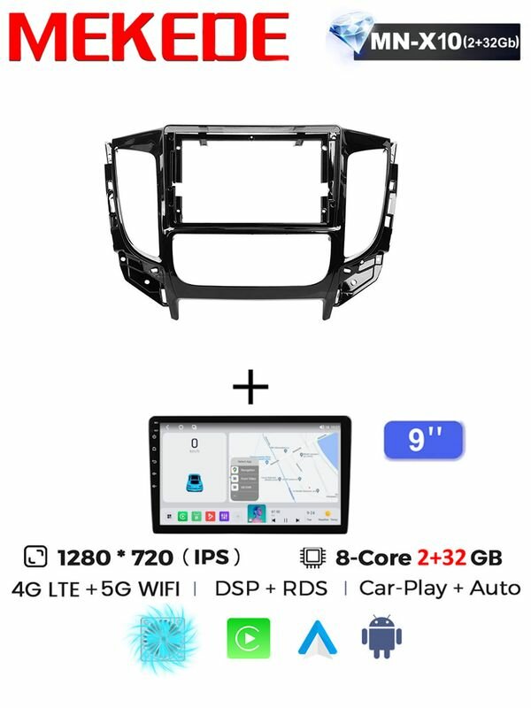 Магнитола 9" Mekede MN X10 Pro 2/32 Gb Mitsubishi L200 5 2015-2019 F2 Климат carplay