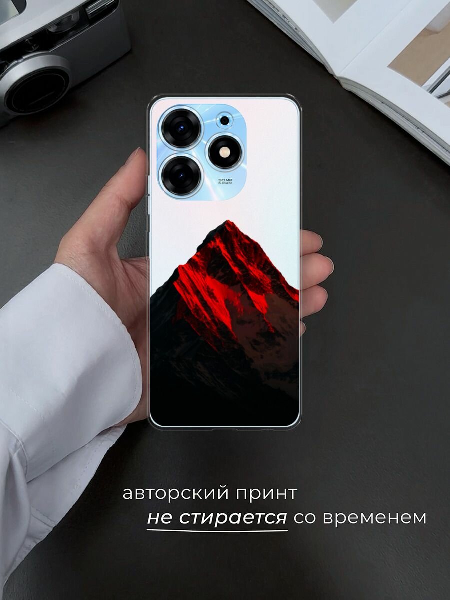 Чехол на Tecno Spark 10 Pro / Текно Спарк 10 Про с принтом Красная гора 2, прозрачный — фото 1