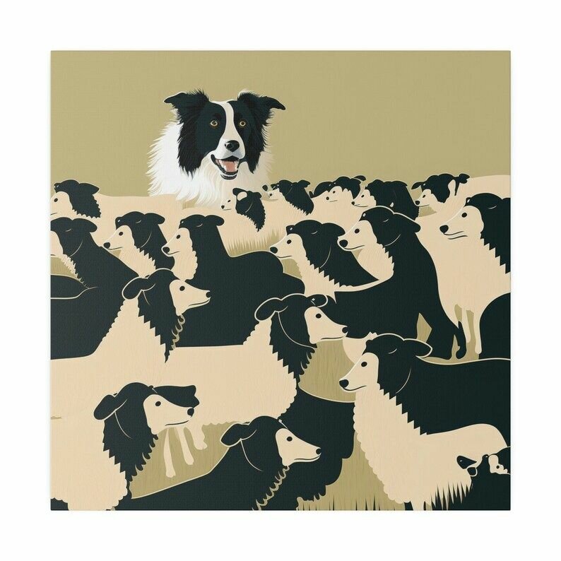 Гобелен Игривый бордер-колли пасет овец