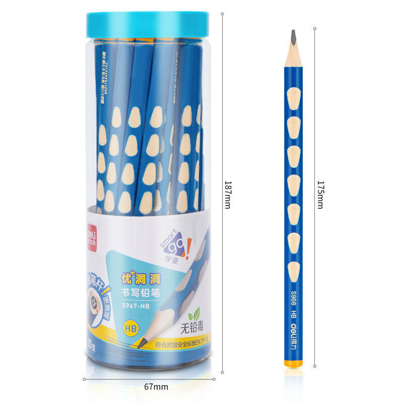 Карандаш Deli, карандаш с отверстием для учеников начальной школы, детского сада, детей, HB, эргономичный 2B, с большим треугольным толстым корпусом и отверстием.