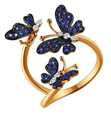 Кольцо, красное золото, 585 проба, сапфир