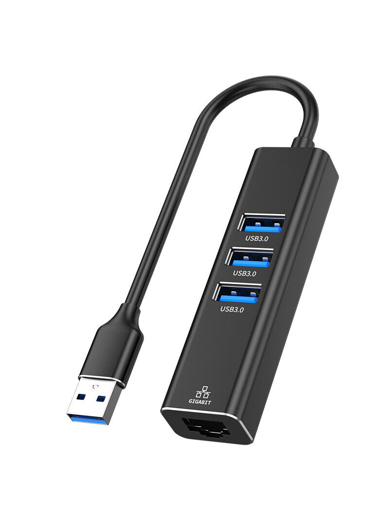 Сетевой Ethernet адаптер переходник YUCUN ZCU303, USB 3.0, USB Type-A - LAN Rj45 1000 Mbps для интернет кабеля, черный