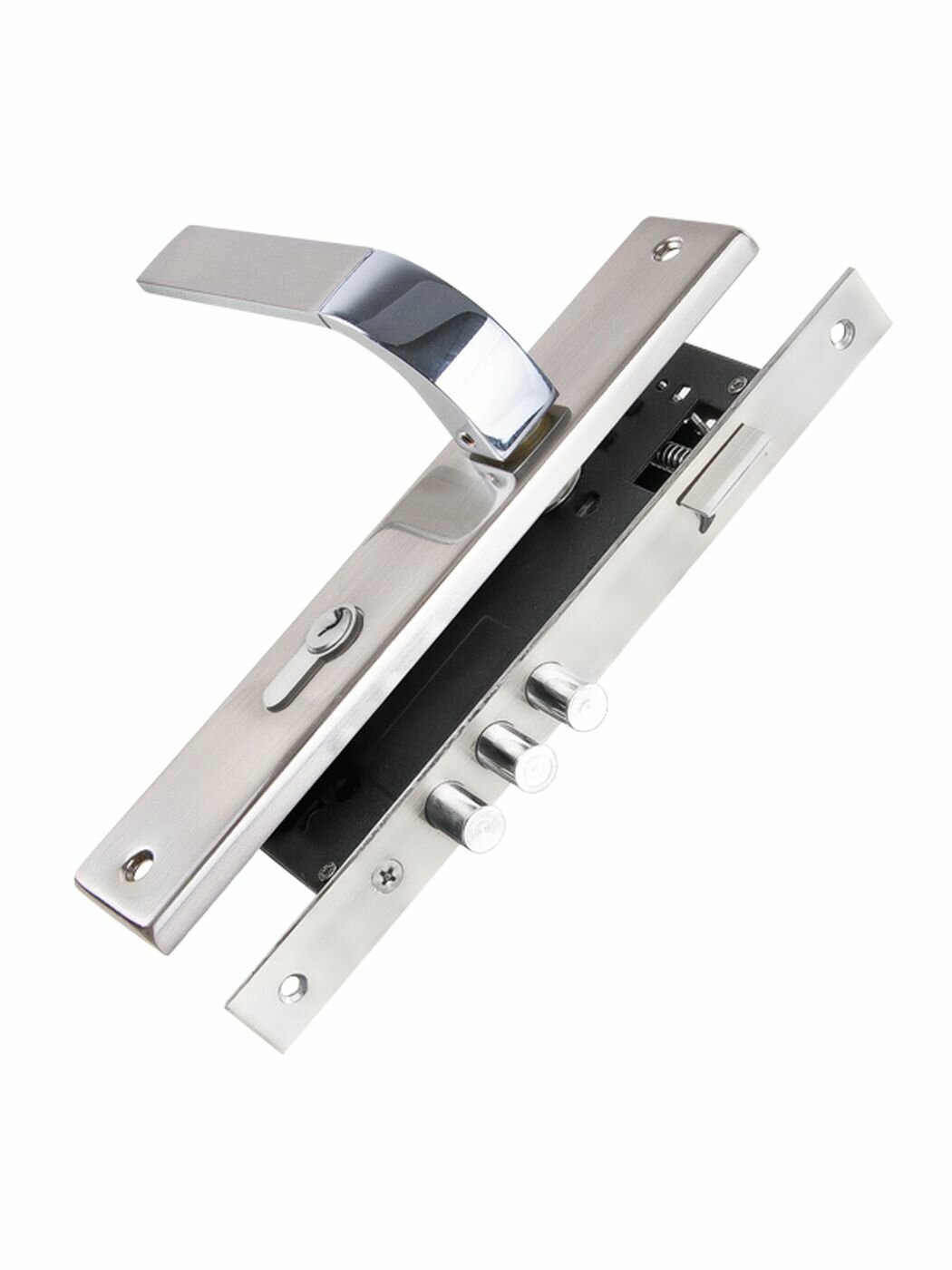 Замок цилиндровый Punto (Пунто) с ручкой LOCKSET90. ORION.4585-3 (KIT P90 4585/3 ORION) SN/CP мат. никель/хром