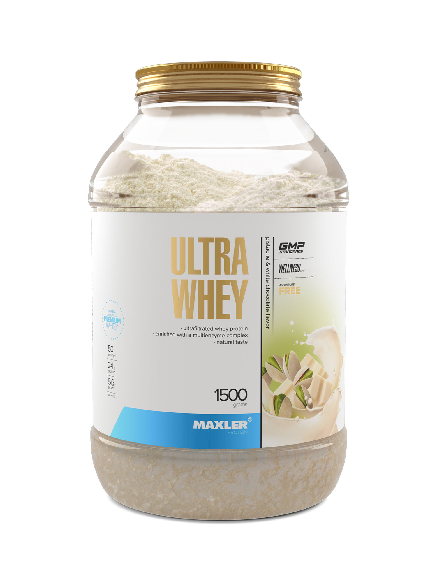 Протеин сывороточный Maxler, порошок, 1500 г - Фисташка и белый шоколад