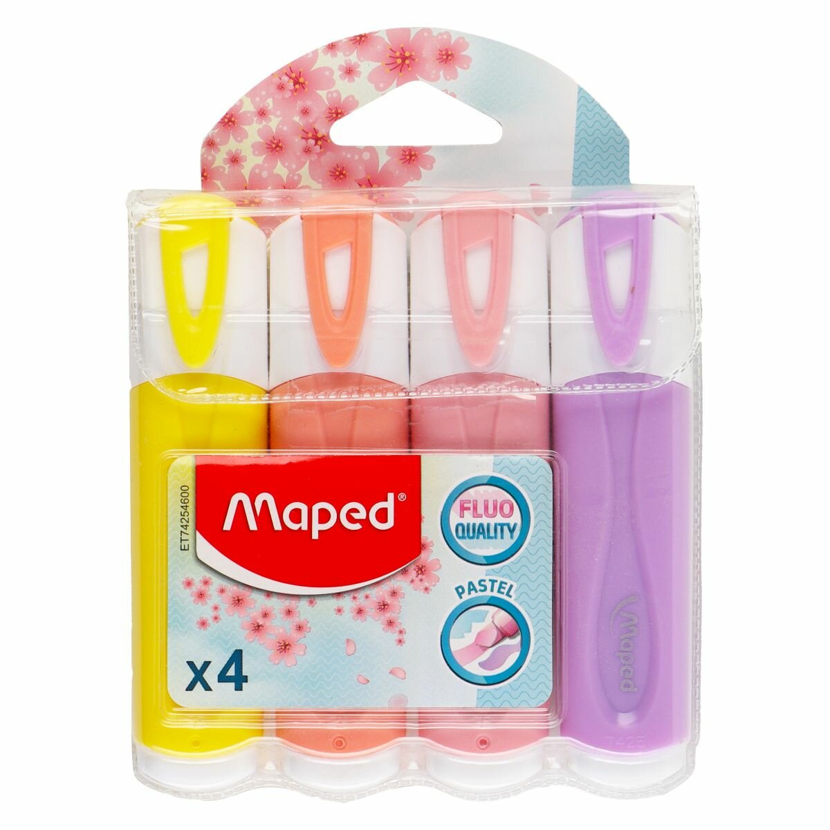 Набор текстовыделителей MAPED "Fluo Peps Classic", пастельные 4 цвета, скошенный 1-5мм