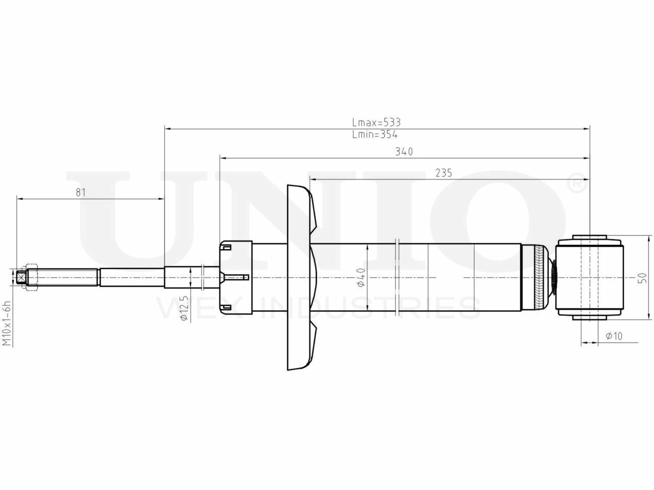 Амортизатор газовый задней подвески, для Фольксваген Поло III 94-, Гольф II 86-, Сеат Ибица 93-, Volkswagen Polo Golf Seat Ibiza 93-, артикул SAB-10416 производителя UNIO