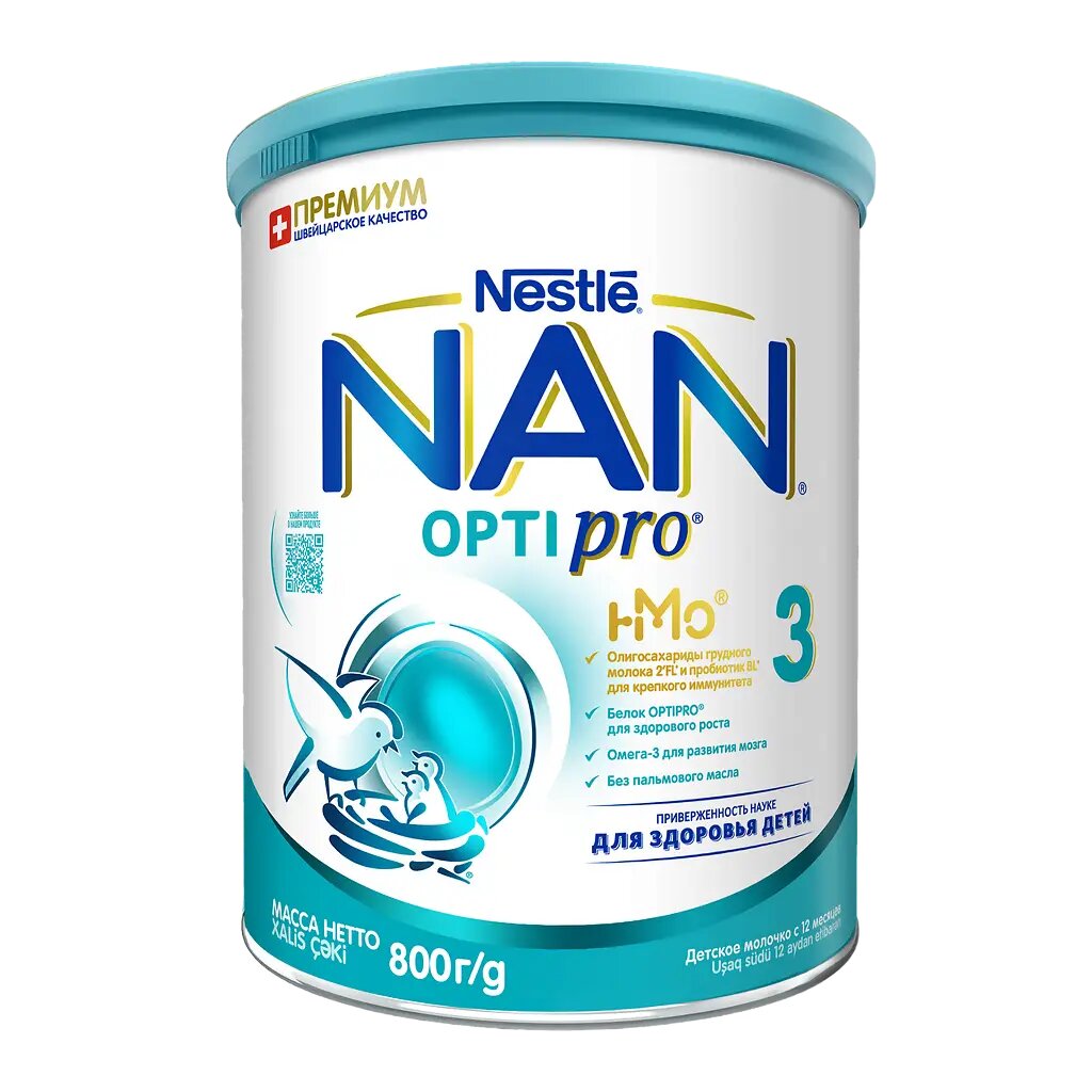 NAN 3 Optipro Премиум Детское молочко с 12 мес 800 г 1 шт