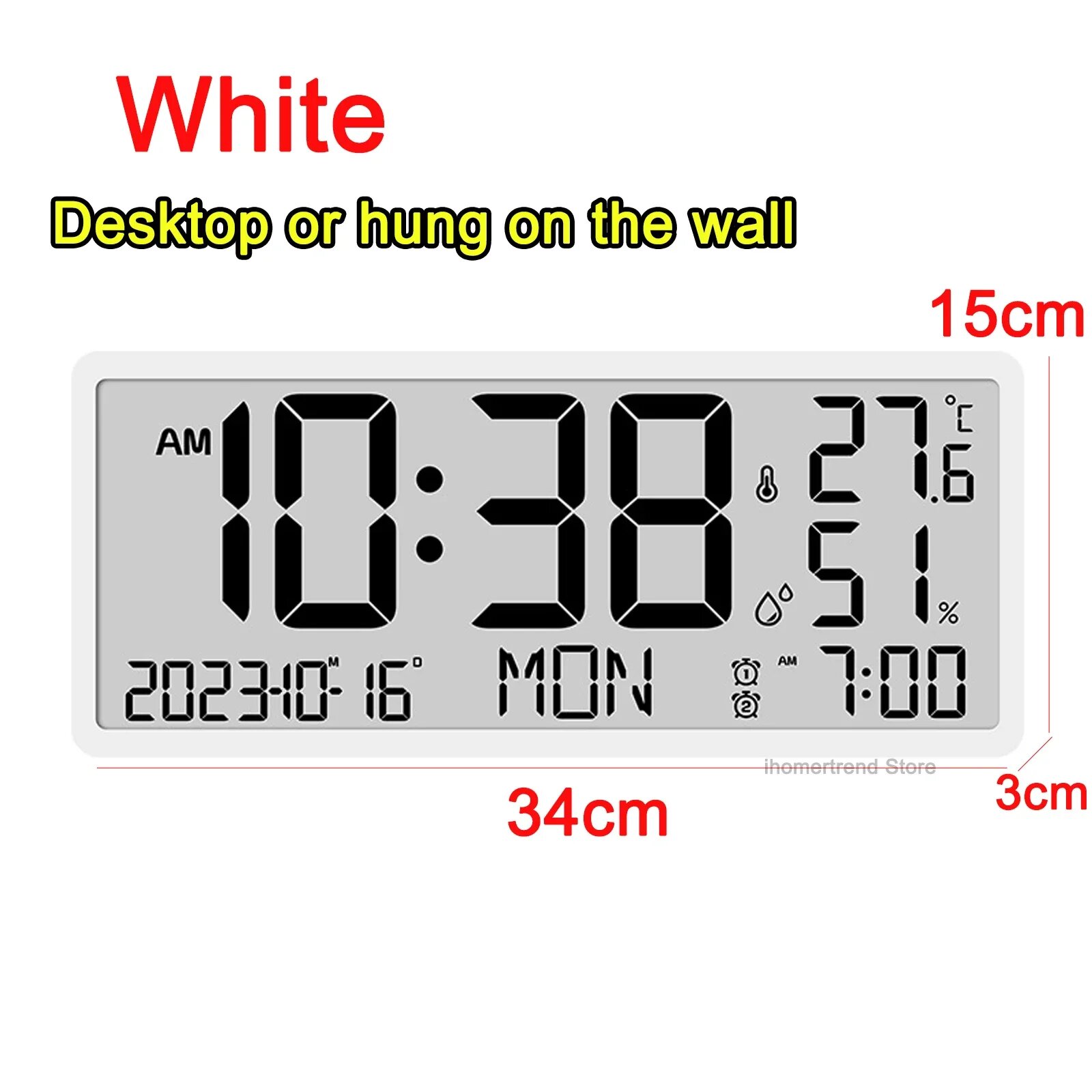 Электронные настенные часы Dreamburgh с термогигрометром, Белый