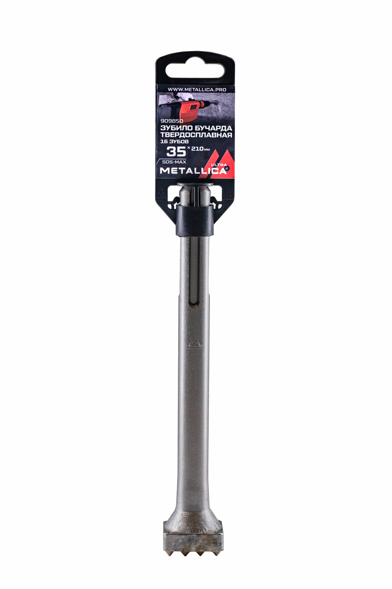 Зубило-бучарда твердосплавная SDS-max METALLICA Ultra 35х210/70 мм, 16 зубов, по бетону
