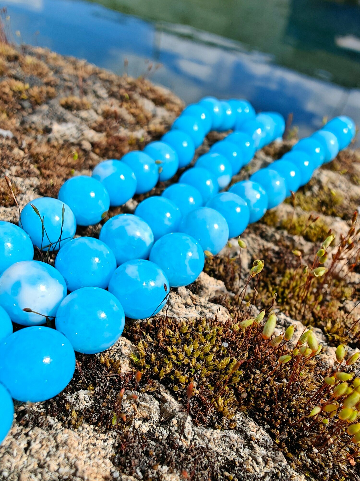 Бусины Апатит, бусины шарик 8 мм, 35-40 см/нить, около 45 шт, для браслетов, бус, украшений