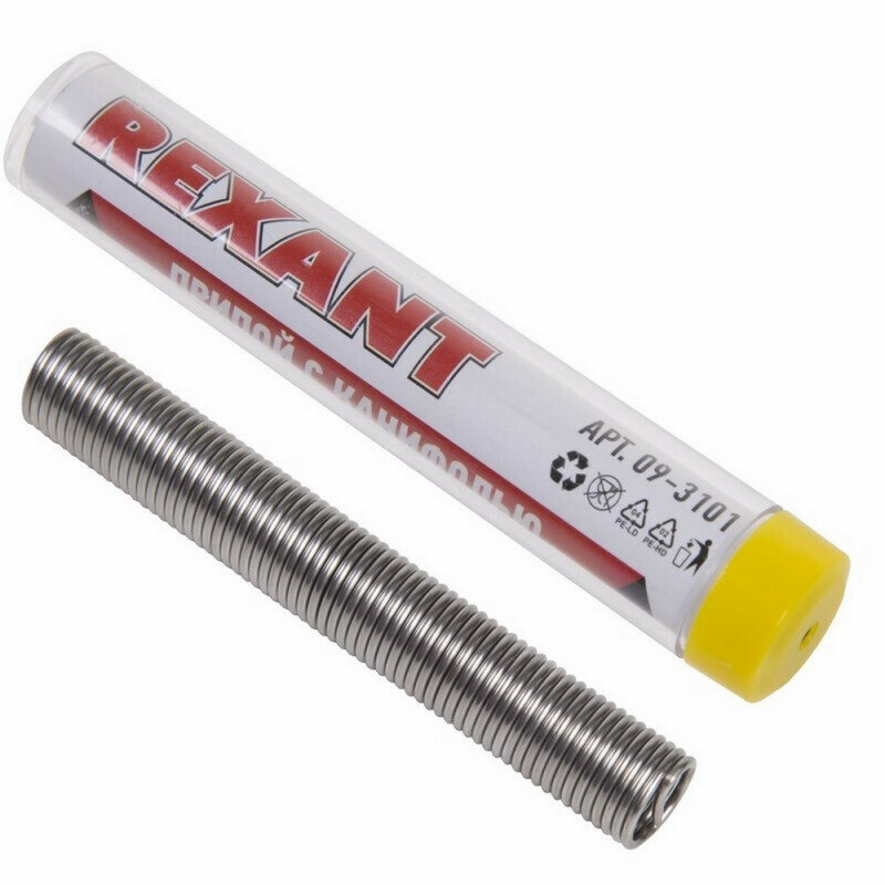 Припой с канифолью REXANT, 10 г, ПОС-61, d 1.0 мм (09-3101)