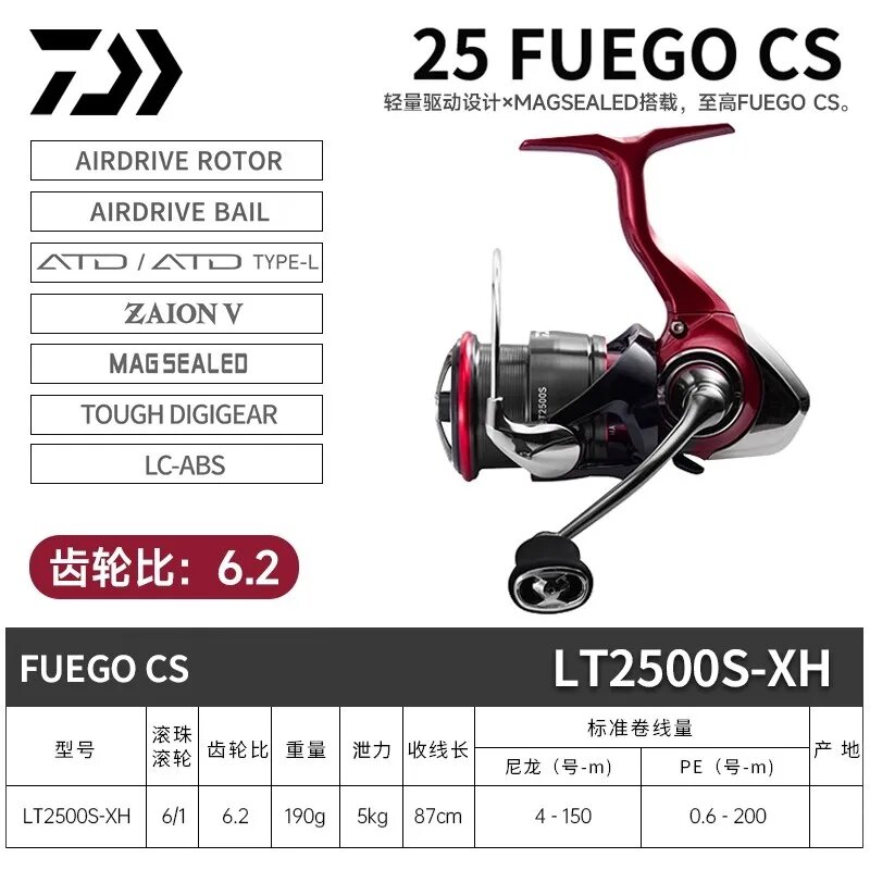 DAIWA Fuego CS LT Спиннинговая катушка для морской рыбалки 2025 2500S-XH