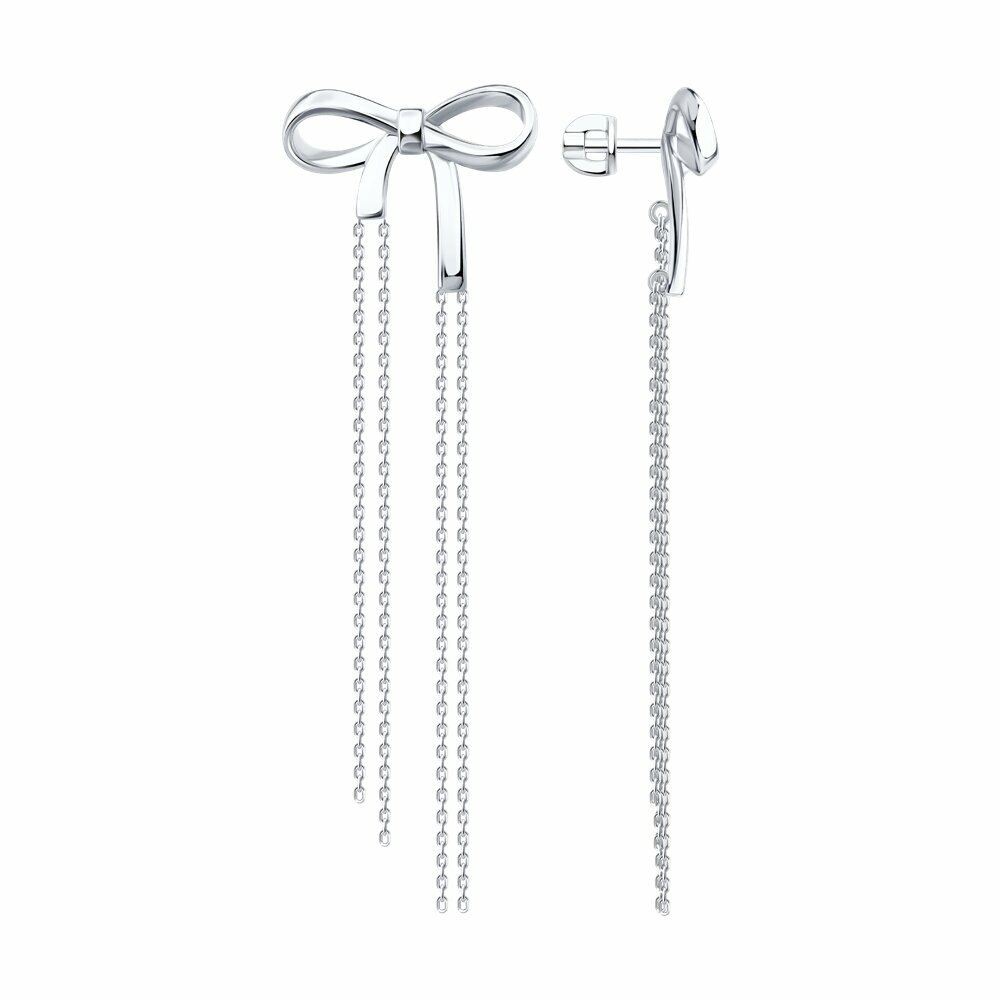 Серьги, серебро, 925 проба, родирование