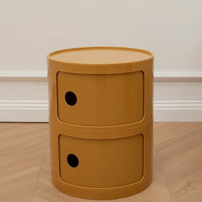 Тумба, Круглая Пластиковая Тумбочка, Белый, Скандинавский Стиль