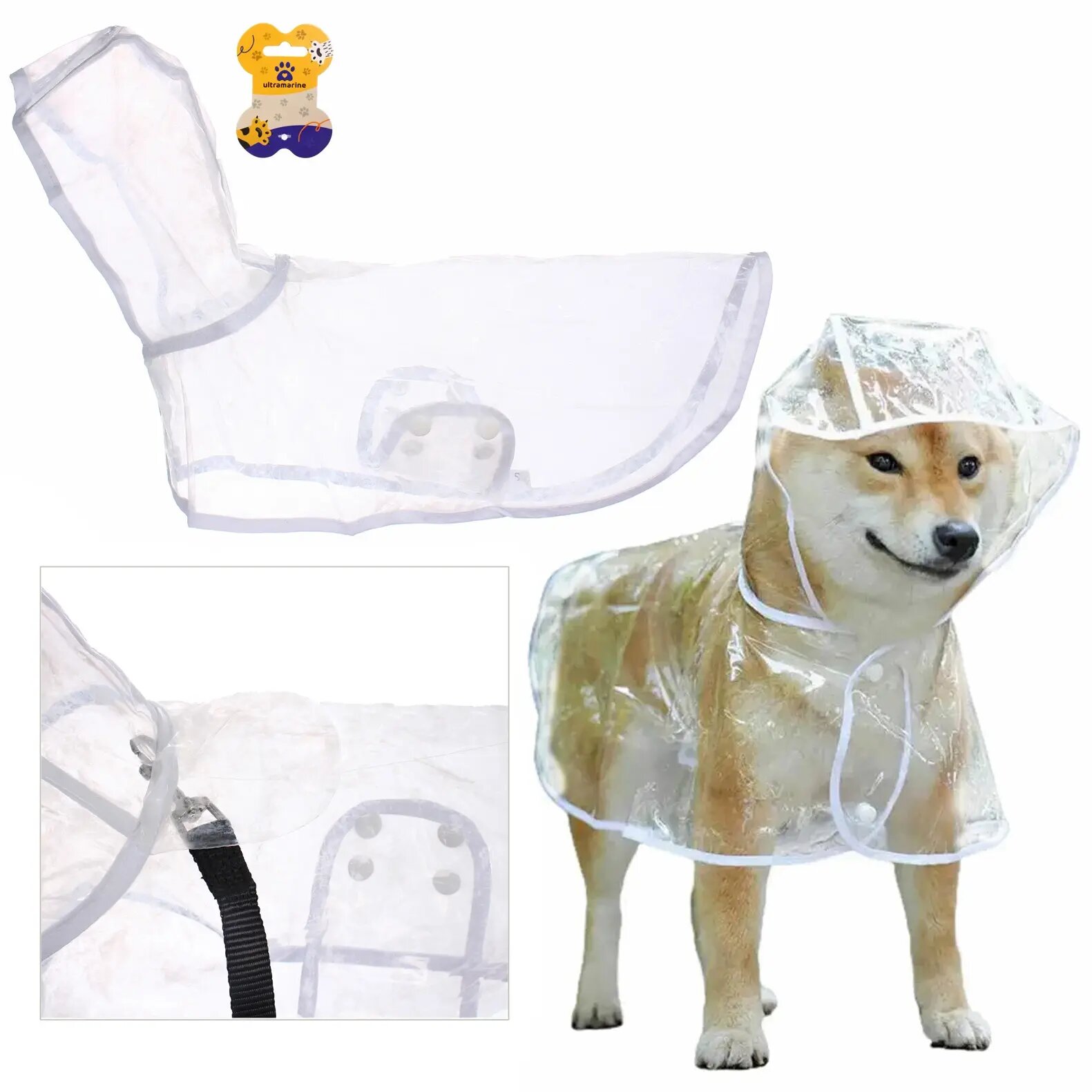 Дождевик для мелких пород собак «KOMFORT», прозрачный, р S, водоотталкивающий