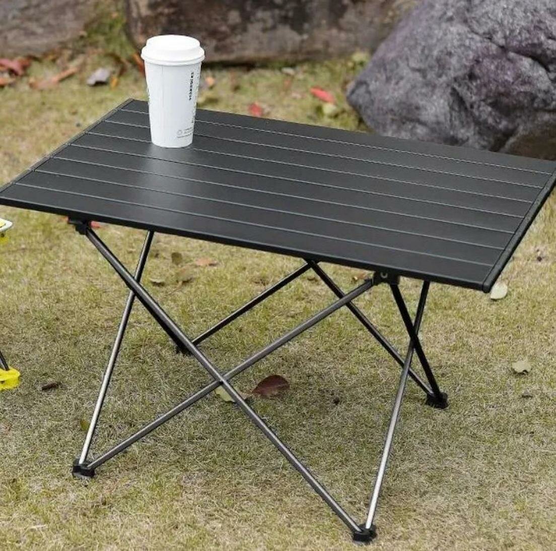 Складной стол, для пикника и отдыха, алюминий, максимальная нагрузка 25кг, коричневый