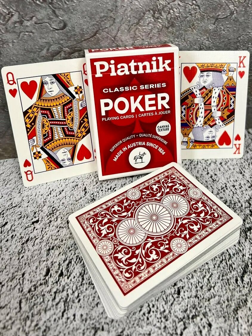 Игральные карты "Классическая серия Piatnik 1824", красная рубашка, 54 шт.