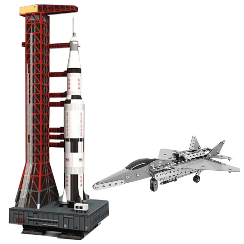 HAOEN 1 шт. 37 см 1:300 Ракета Бумажная Модель DIY Головоломка и 1 набор DIY Собранный Сплав Строительный Блок Самолет 485 ШТ. Самостоятельная Сборка