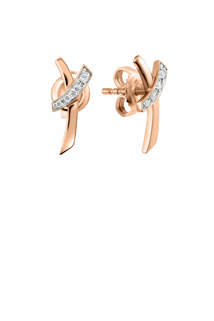 Серьги, комбинированное, красное золото, 750 проба, бриллиант