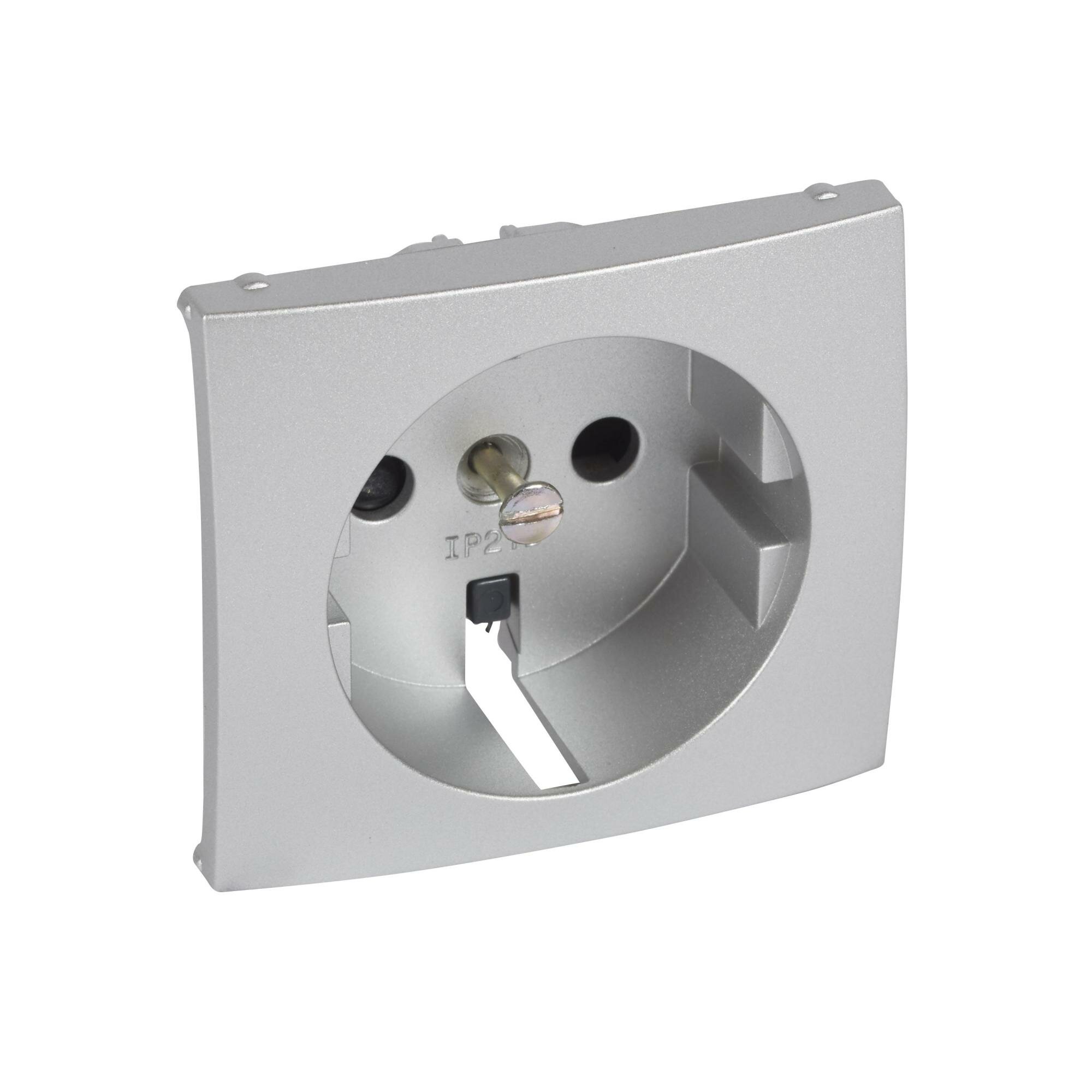 Legrand Valena Алюминий Накладка для розетки 2К+З с защитными шторками, 770257