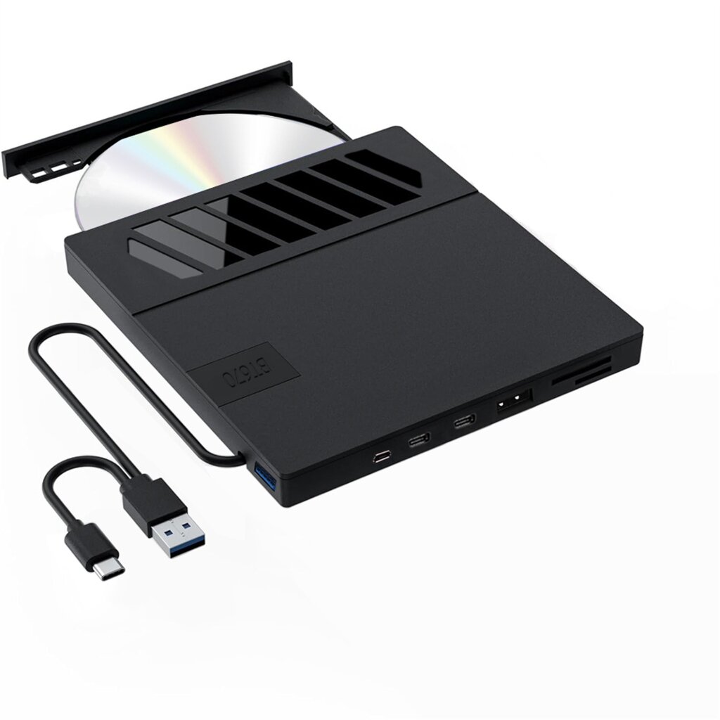 Внешний DVD-привод USB 3.0 и Type C с кард-ридером и портативными записывающими устройствами для ноутбуков и настольных ПК