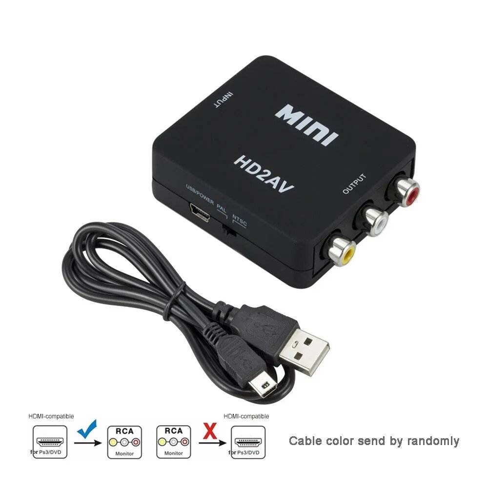 YiFanHeRong Преобразователь HDMI в AV Black