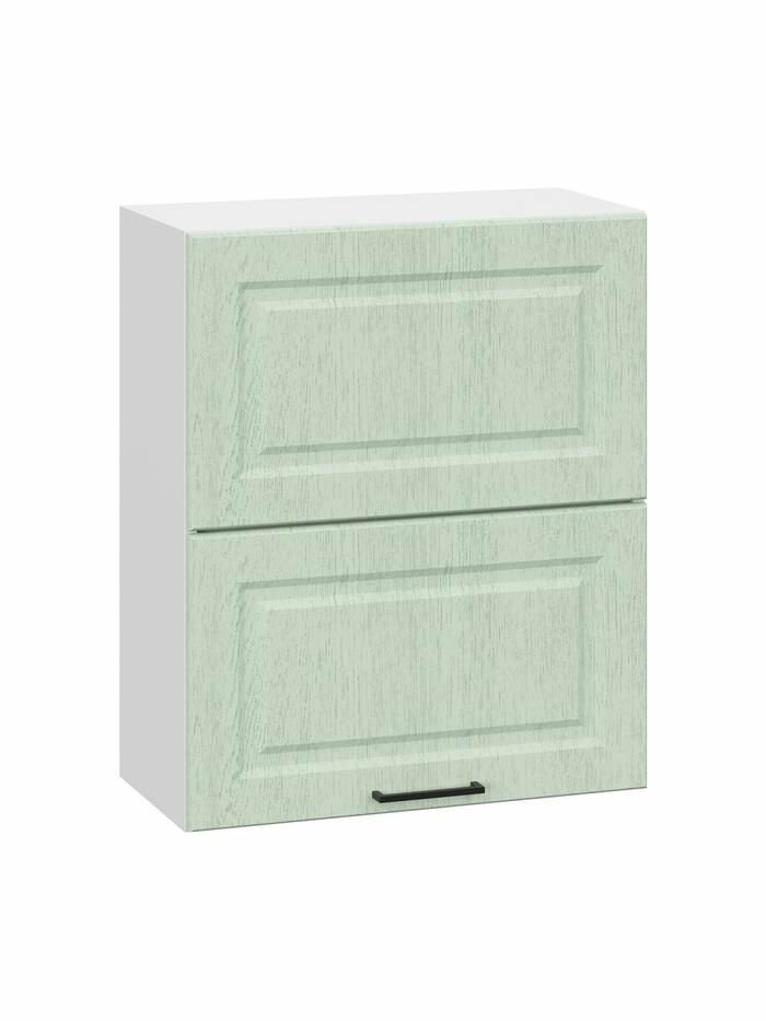 Кухонный модуль навесной, барный шкаф Шервуд, 60х29.6х72 см, Белый / Шато мята