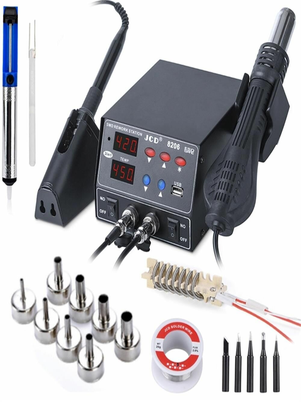 JCD 3 в 1 станция паяльная станция 8206, 800W