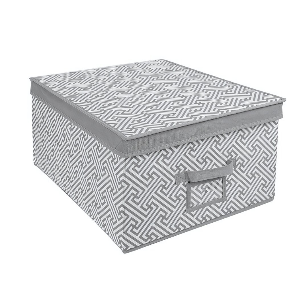 Короб для хранения «Орнамент», 50x40x25 см, серый, тканевый, с ручкой и этикеткой