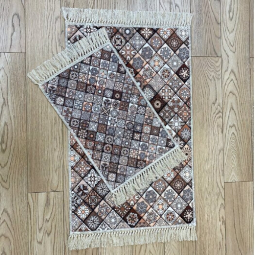 Набор ковриков DECORATIVE с бахромой, 55х85+45х55 см, коричнево-бежевые