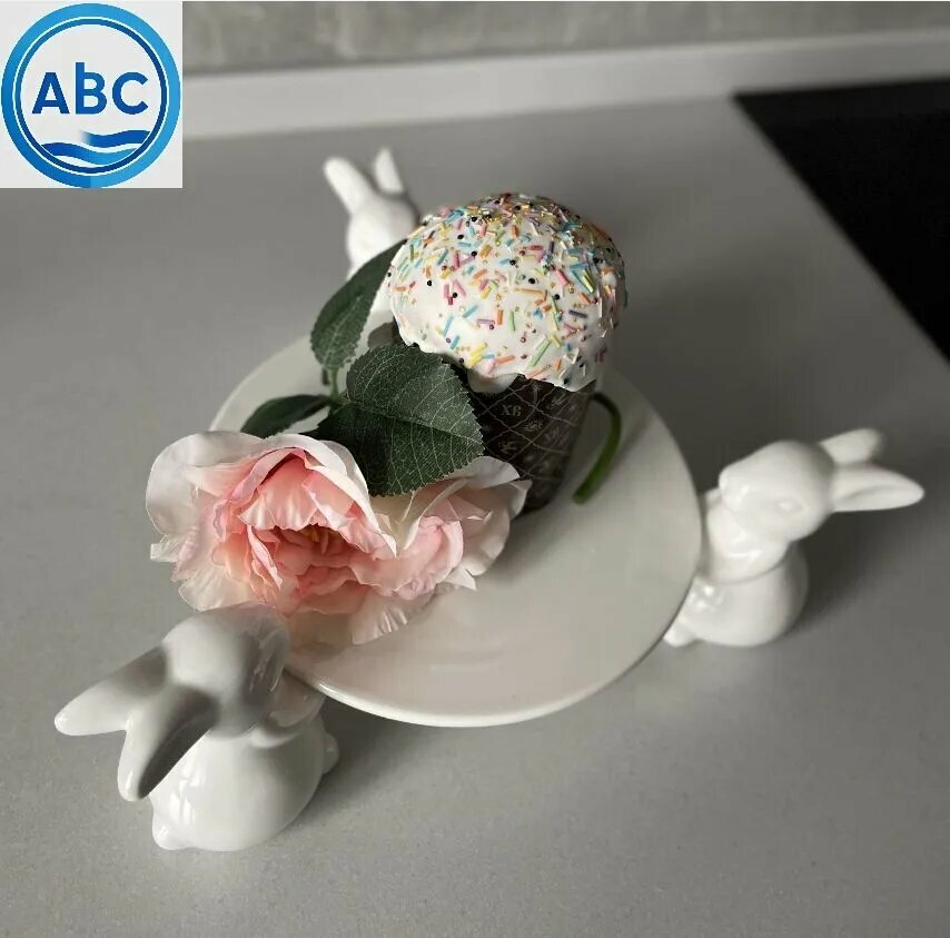 Блюдо, 1 шт, Фарфор Тройка Кроликов Озорников 31 см