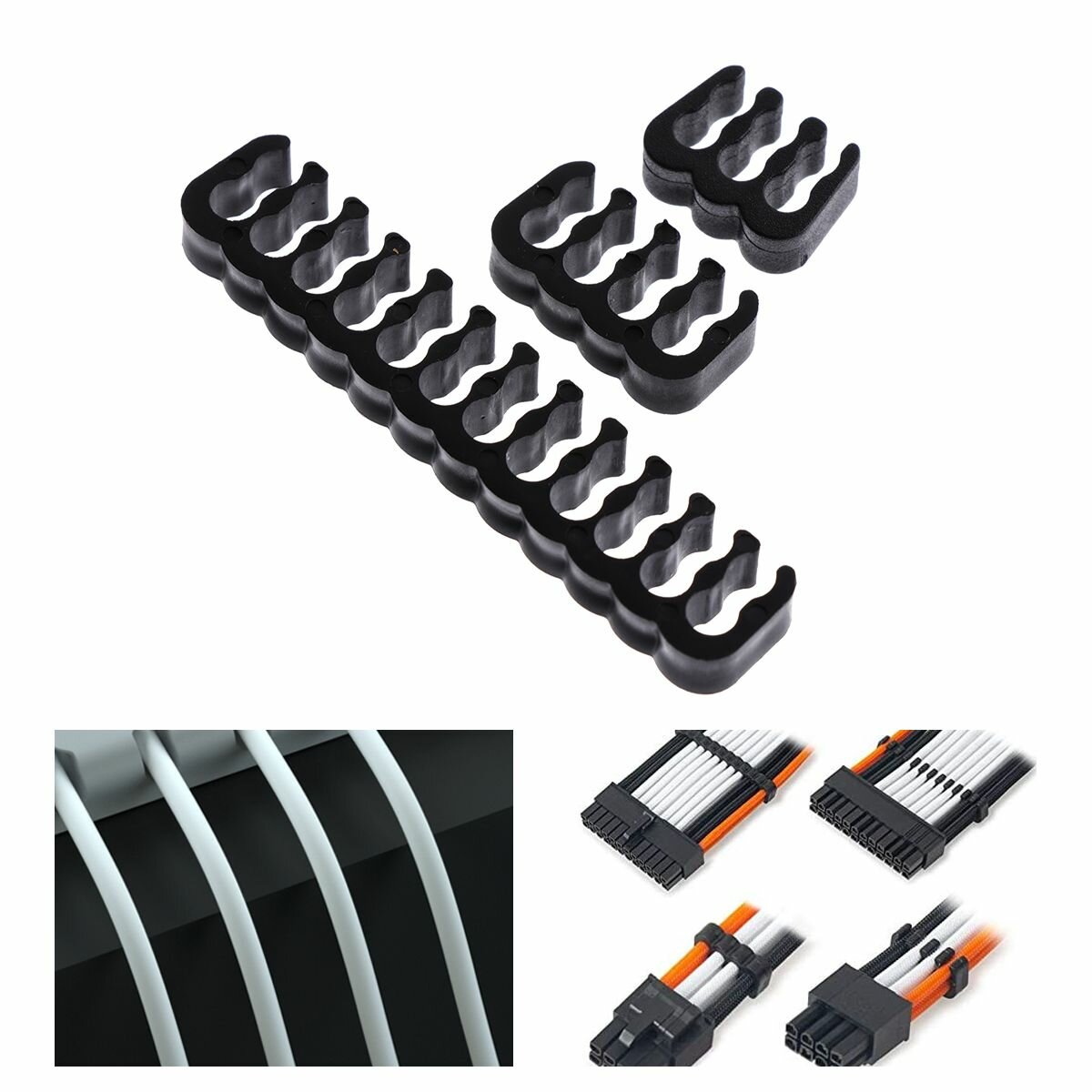 Набор из 24 черных пластиковых держателей для кабелей пк, органайзер для проводов